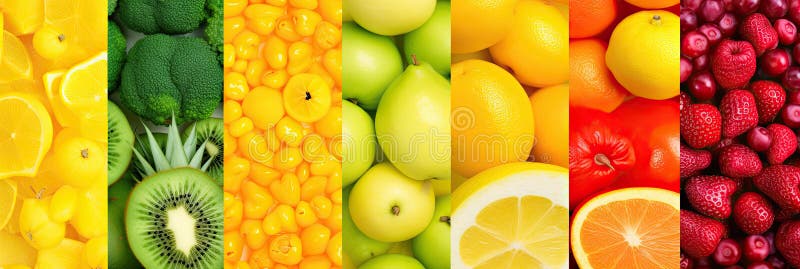 Color of Fruits and Vegetables Stock Image - Image of collage ...