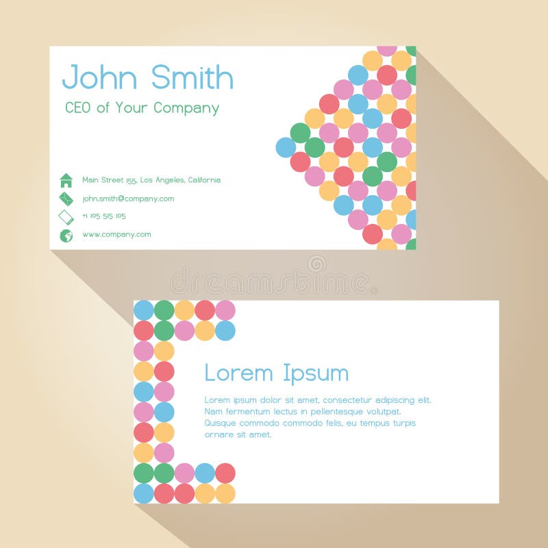 Color Funky Dotted White Simple Business Card Design Eps10 Stock Vector ...