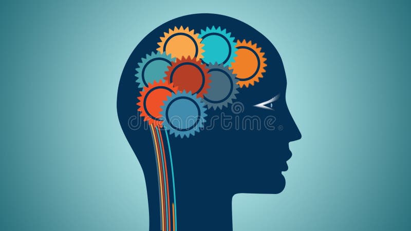 Brain Thinking Animation Brain Head Spinning Gear Thinking Green Screen ...