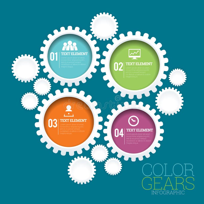 Color Gears Infographic stock vector. Illustration of template - 42743035