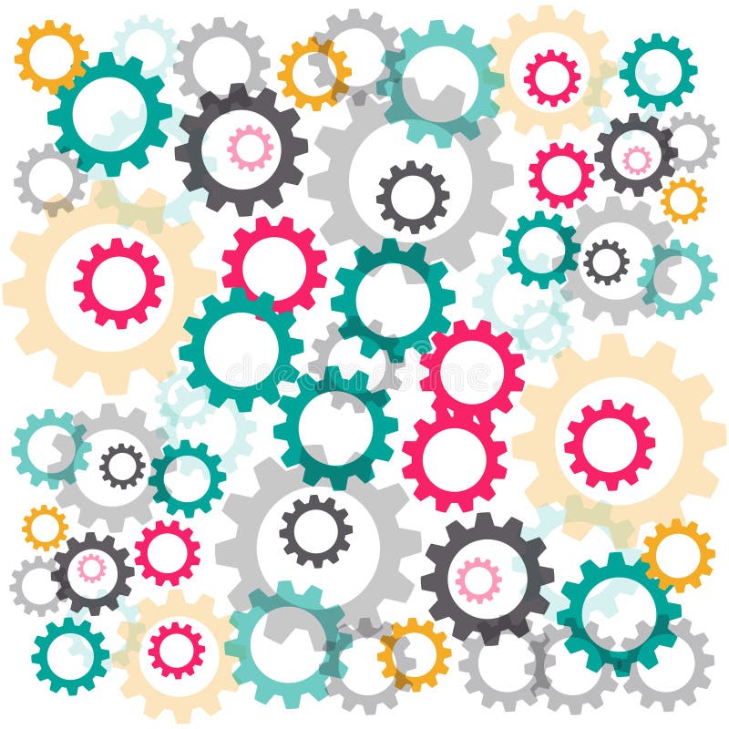 Standing Color Gears Isolated on White Background. Vector Illustration ...