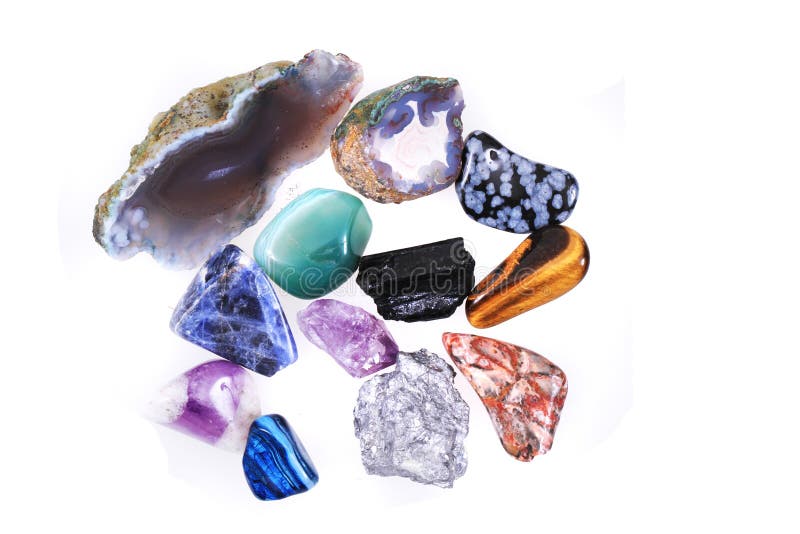 Color Gems and Minerals Collection Isolated Stock Image - Image of ...