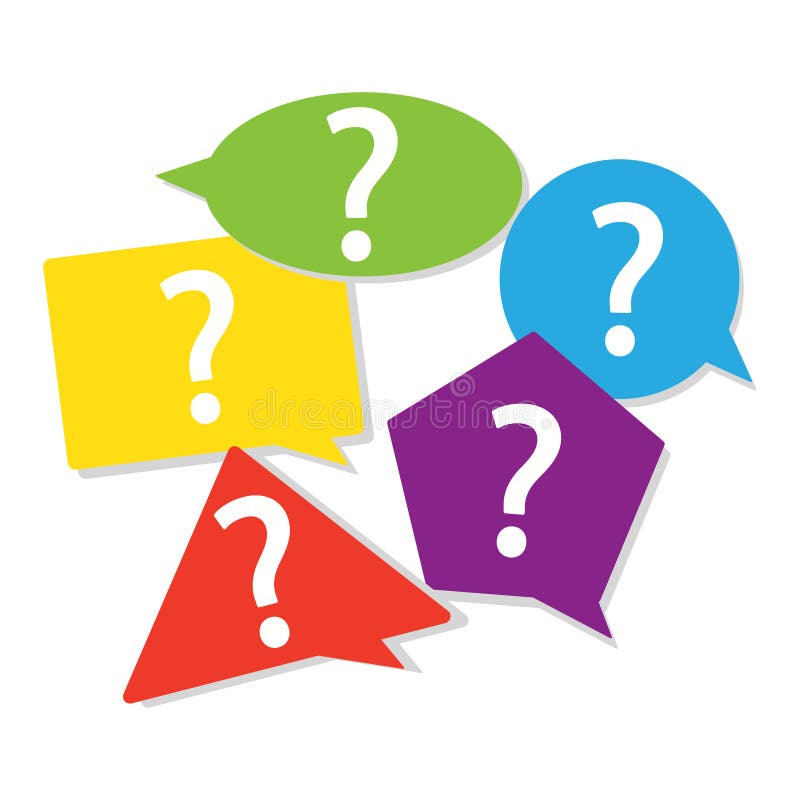 Color Geometric Question Mark Sign in Speech Bubble. Ask Button Set ...