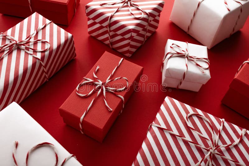 Color Gift Boxes on Color Background, Flat Lay Stock Photo - Image of ...