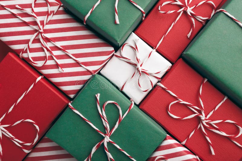 Color Gift Boxes on Color Background, Flat Lay Stock Photo - Image of ...