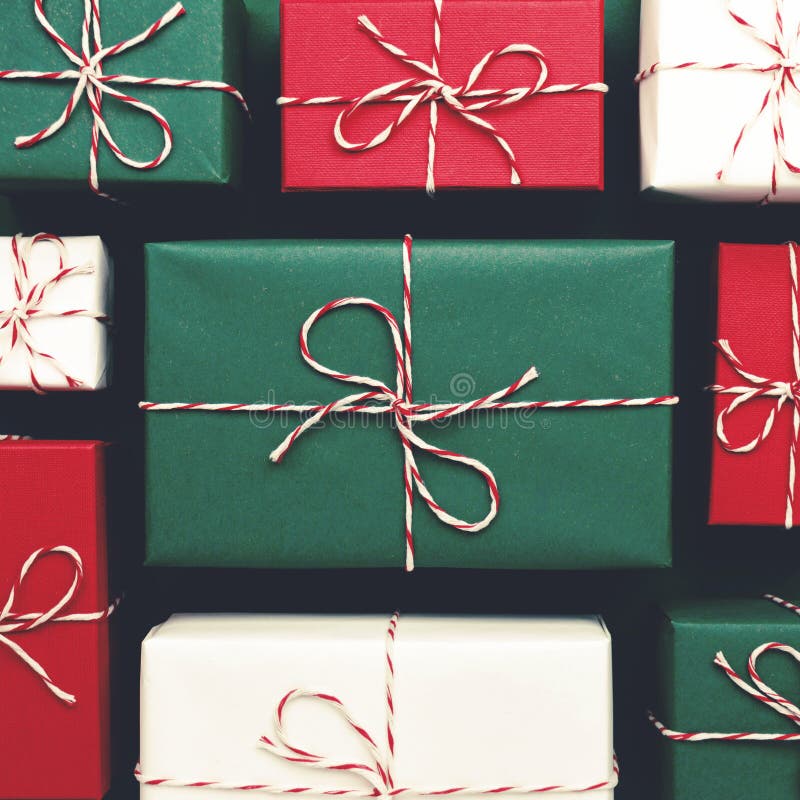 Color Gift Boxes on Color Background, Flat Lay Stock Photo - Image of ...