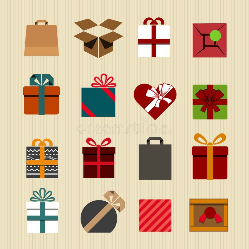 Color Gift Boxes Icons Collection Stock Vector - Illustration of paper ...