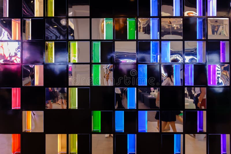 Color Glass and Mirror Reflection Facade Wall Stock Photo - Image of ...