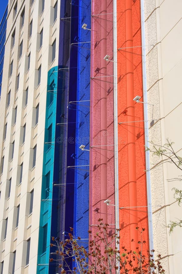 Color Glass on the Wall of Building Stock Photo - Image of structure ...
