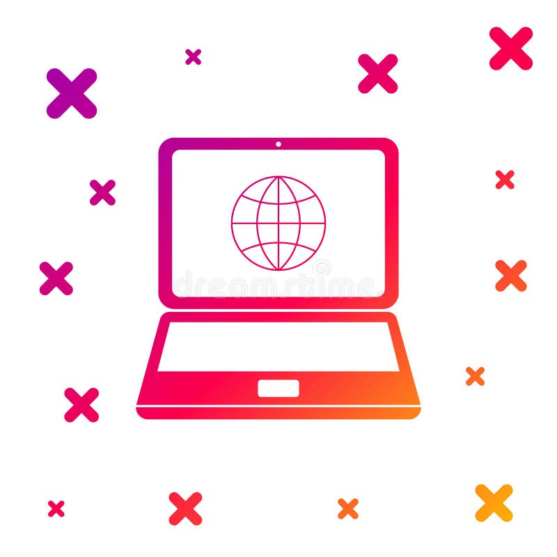 Color Globe on Screen of Laptop Icon Isolated on White Background ...