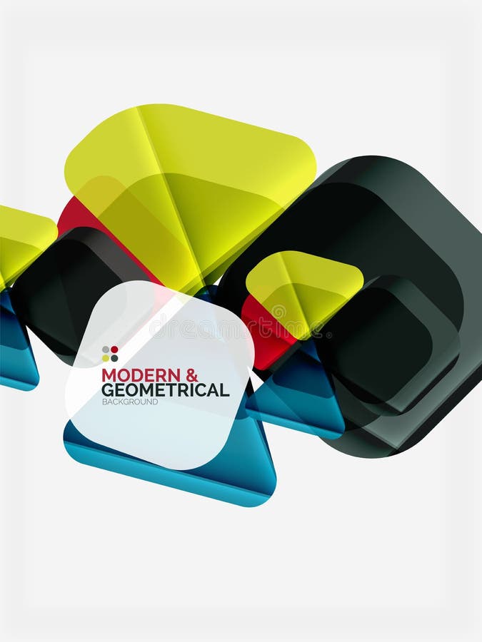 Color Glossy Squares with Round Angles, Composition with Sample Text ...