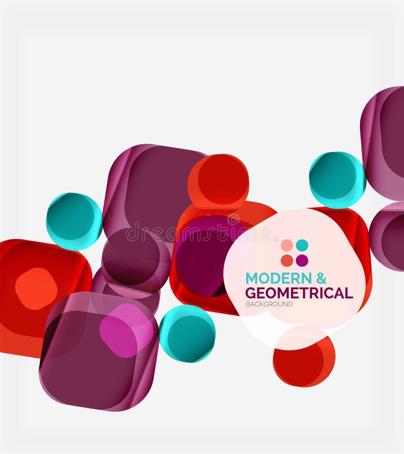 Color Glossy Squares with Round Angles, Composition with Sample Text ...