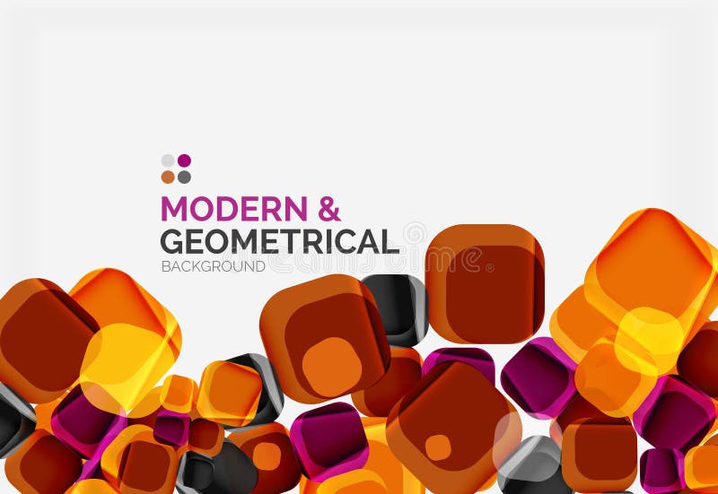 Color Glossy Squares with Round Angles, Composition with Sample Text ...