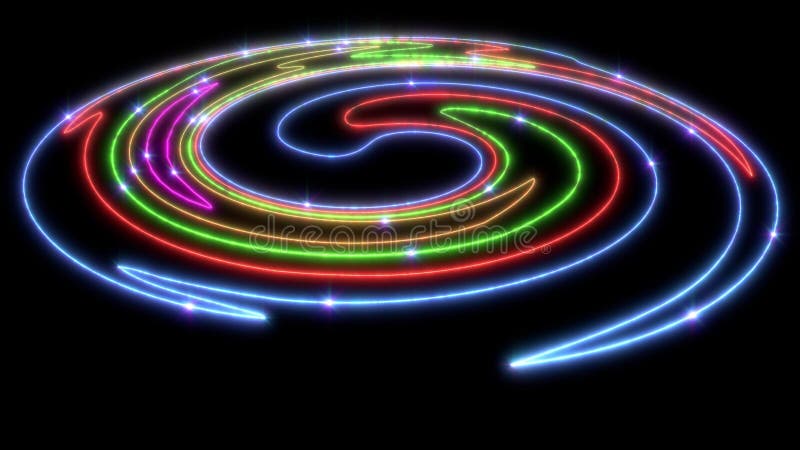 Color Glow Curve Lights on Black Back 3d Stock Illustration ...