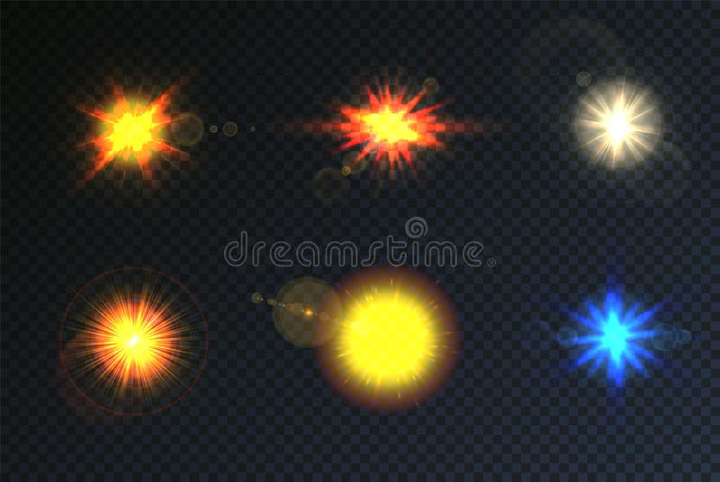 Color Glowing Light Sparkle and Flash Set Stock Vector - Illustration ...