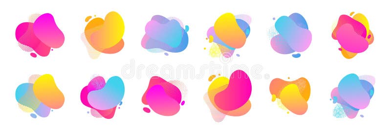 Color Gradient Blend Splash in Abstract Shape Pattern, Vector Halftone ...