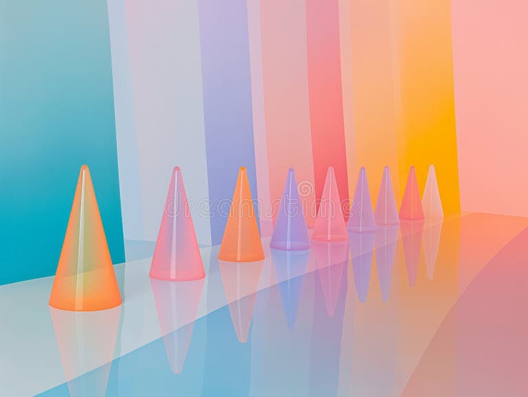 Color Gradient Cones with Abstract Background Stock Photo - Image of ...