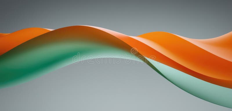 Color Gradient Flow of Green and Orange. Volumetric Gradient Shapes ...