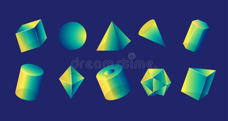 Color Gradient Geometric Shape Objects Set. Vector Stock Vector ...