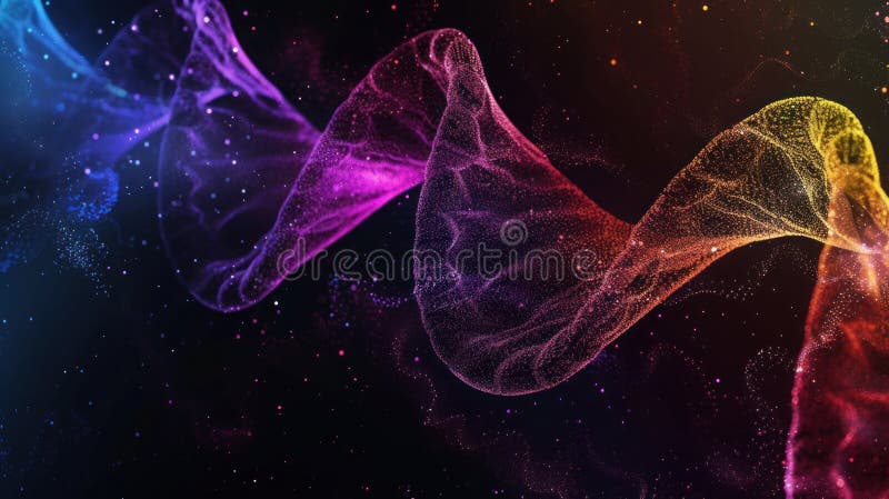 Color Gradient of Human DNA Molecule Strands on Black Abstract ...