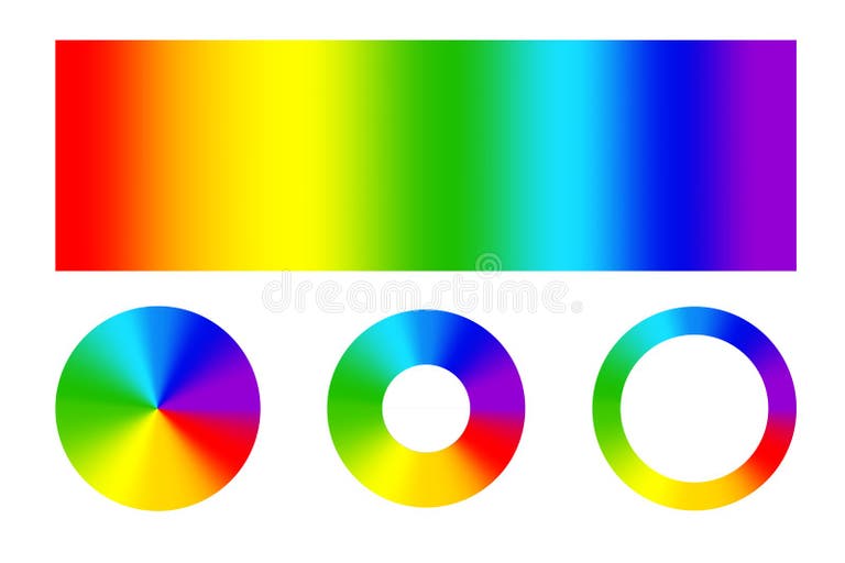 Color Gradient Set. Rainbow Spectrum Bar and Circular Gradients. Vector ...