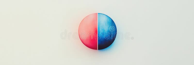 Color Gradient Sphere Divided Equally into Pink and Blue Halves on a ...