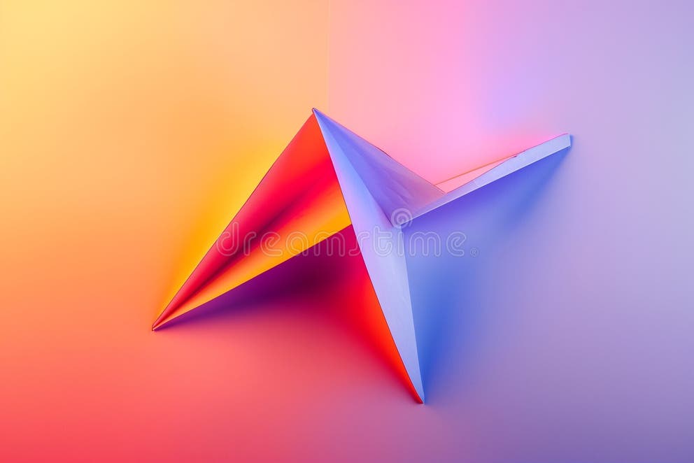 Color Gradient Triangle Polygon with Angled Folds and Shadows Stock ...