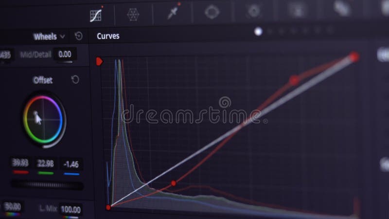 Color Grading Post Production for Video and Photo in Progress Closeup ...