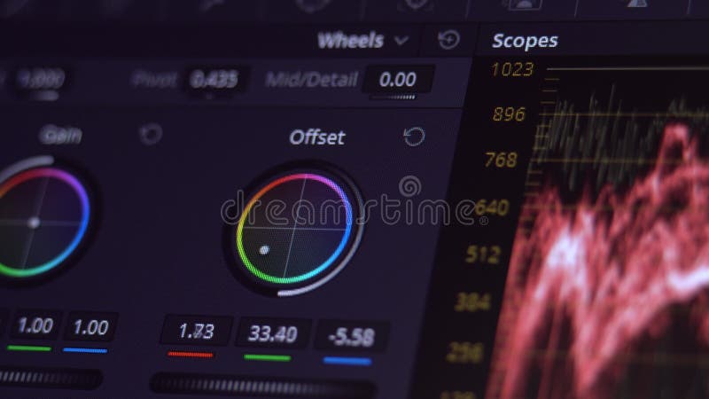 Color Grading Post Production for Video and Photo in Progress Closeup ...