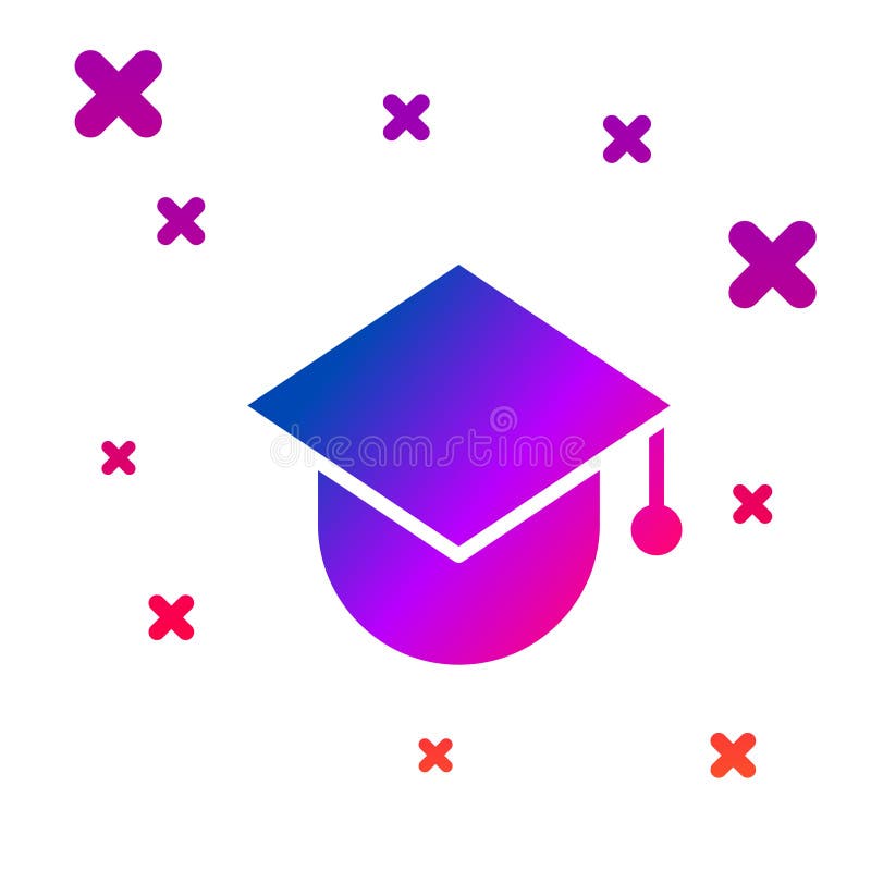 Color Graduation Cap on Globe Icon Isolated on White Background. World ...