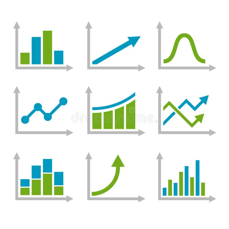 Color Graph Chart Icons Set. Vector Stock Vector - Illustration of ...
