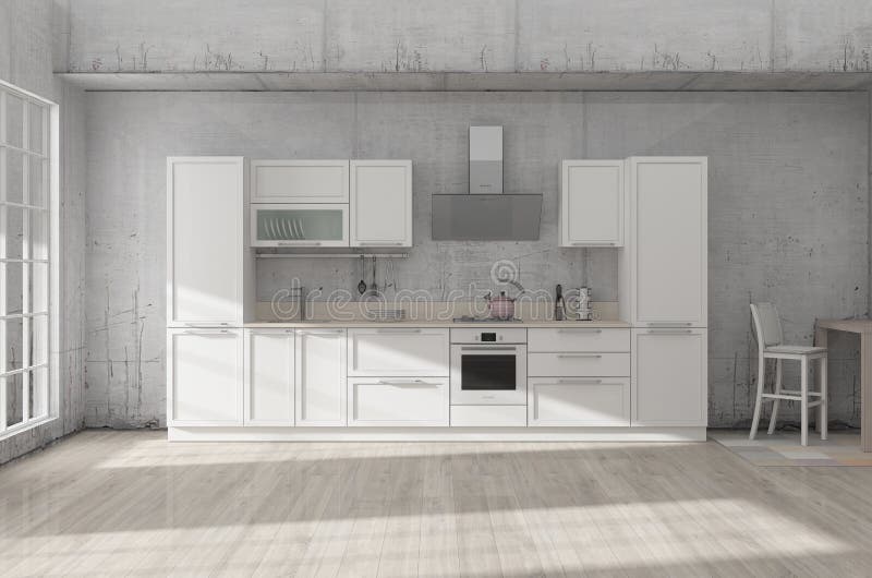 Kitchen Interior Color Grid 3D Rendering Stock Illustration ...