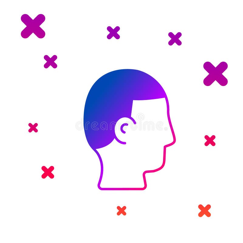 Color Hairstyle for Men Icon Isolated on White Background. Gradient ...