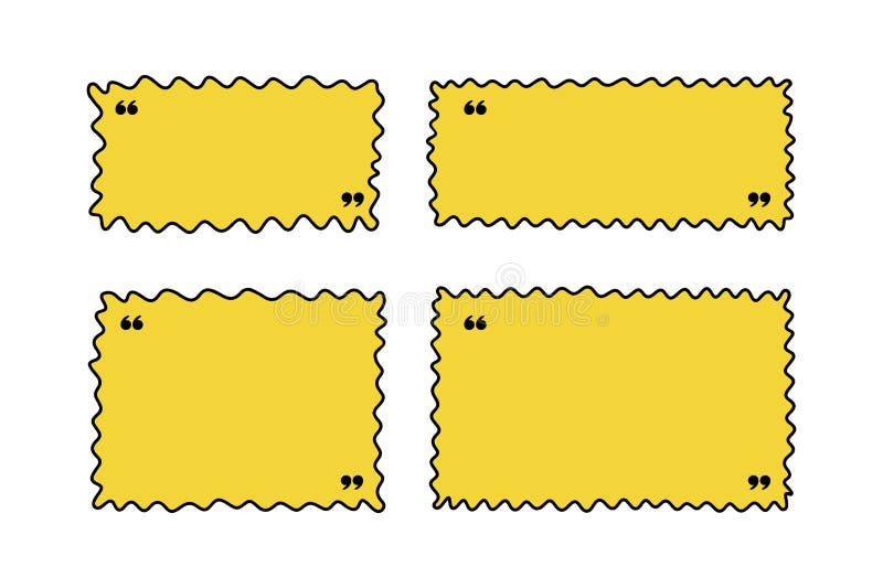 Color Hand Drawn Quote Wavy Text Boxes with Apostrophe. Vector Yellow ...