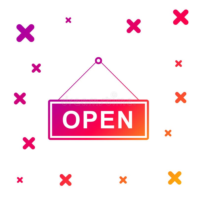 Color Hanging Sign with Text Come in we`re Open Icon Isolated on White ...
