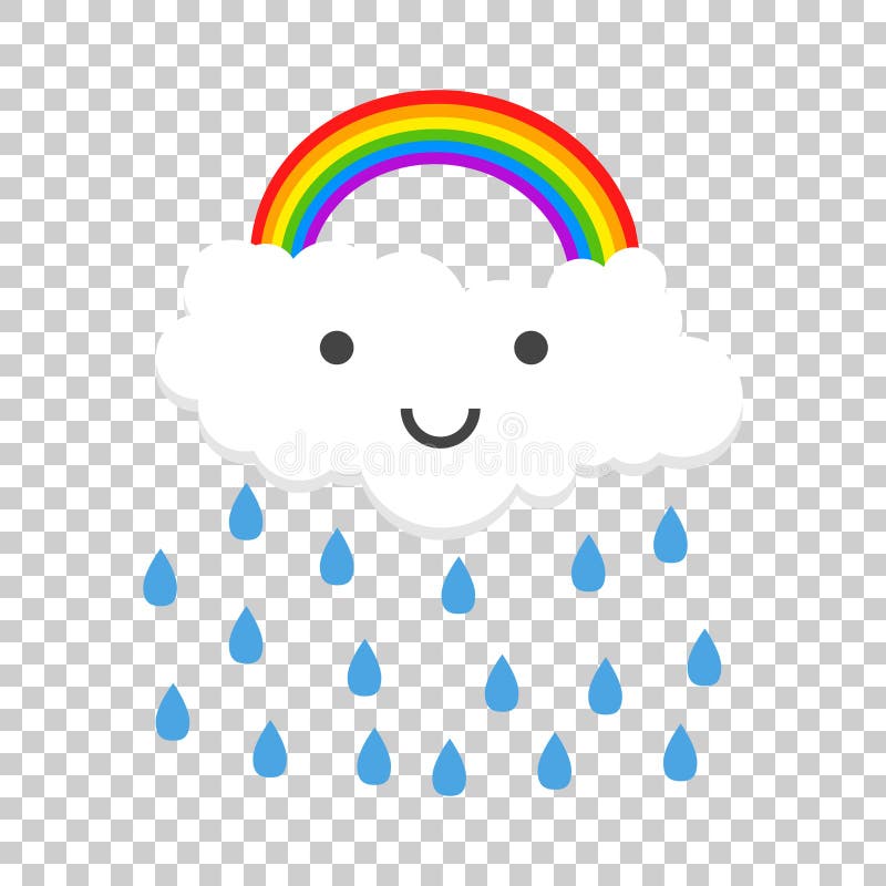 Color Happy Rainbow with Rain. Vector Illustration Stock Vector ...