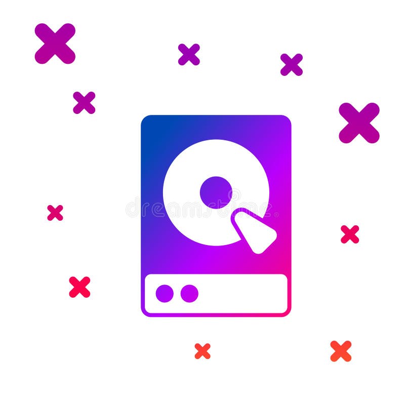 Color Hard Disk Drive HDD Icon Isolated on White Background. Gradient Random Dynamic Shapes ...