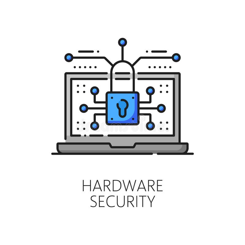 Color Hardware Security Line Icon, Cyber Safety Stock Illustration ...
