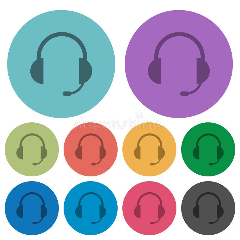 Headset with Microphone Square Flat Icons Stock Vector - Illustration ...