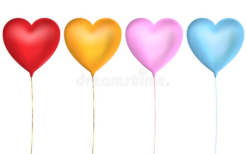 Color Heart Shaped Balloons Set. Vector Illustration Stock Vector ...