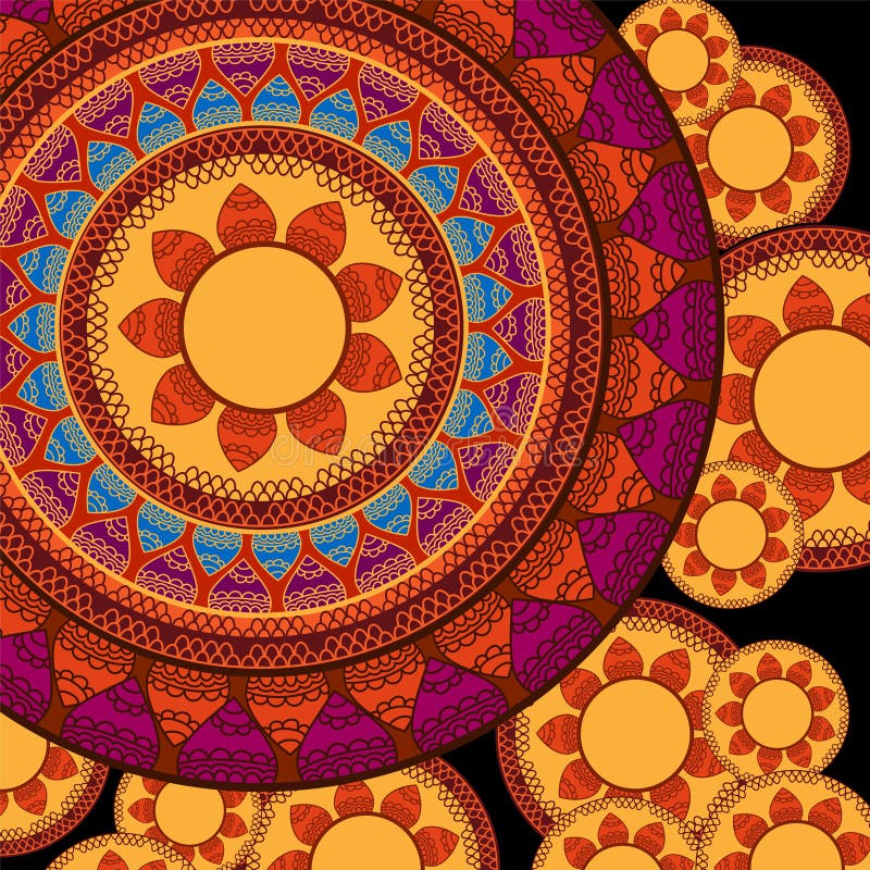 Color Henna Mandala Background Ilustración del Vector - Ilustración de ...