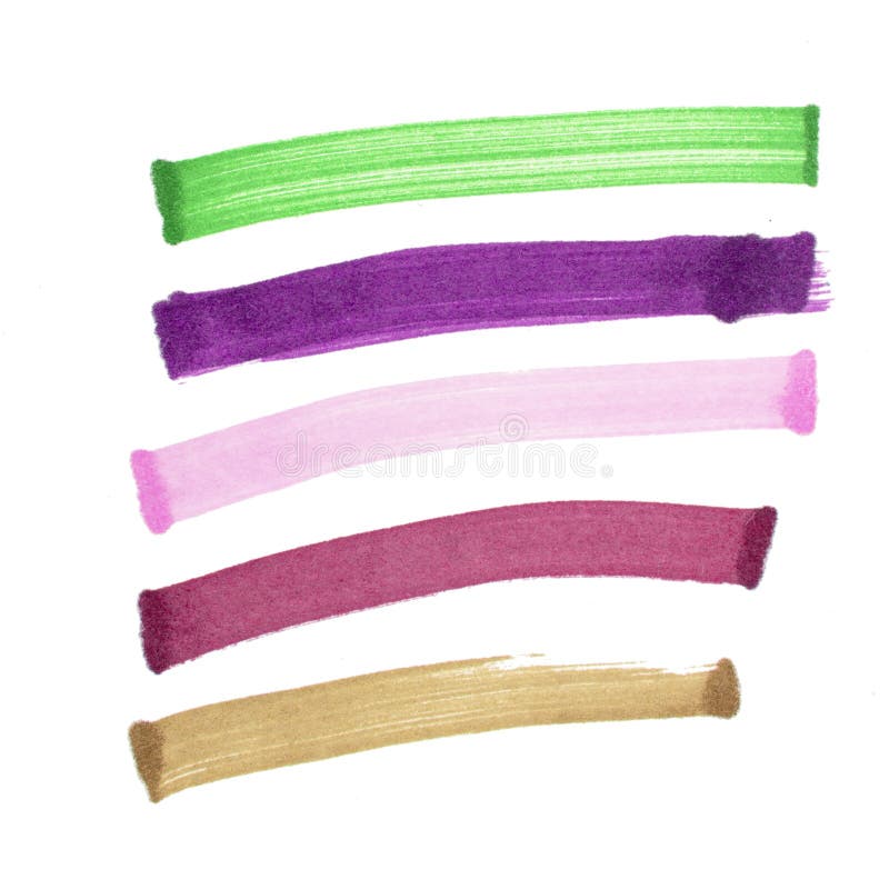 Color Highlight Stripes, Banners, Brushes Drawn with Markers. Stylish ...