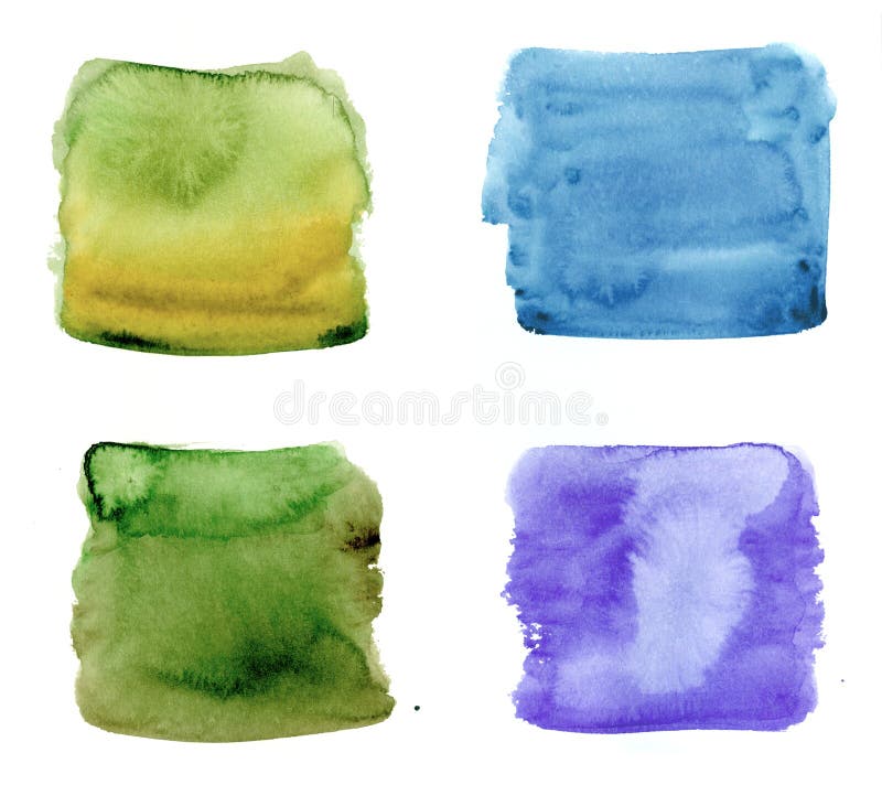 Color Highlight Stripes, Square Banners Drawn with Watercolor. Stock ...