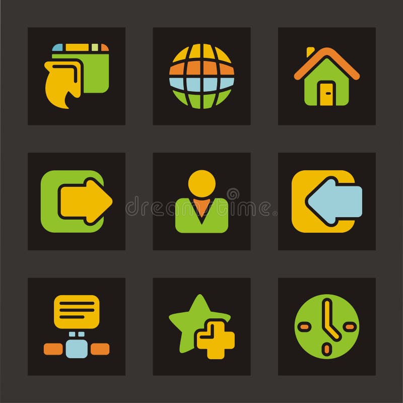 Color Icon Series - Basic Icons Stock Vector - Illustration of internet ...