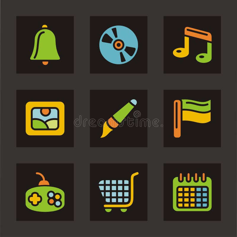 Color Icon Series - Basic Icons Stock Vector - Illustration of internet ...
