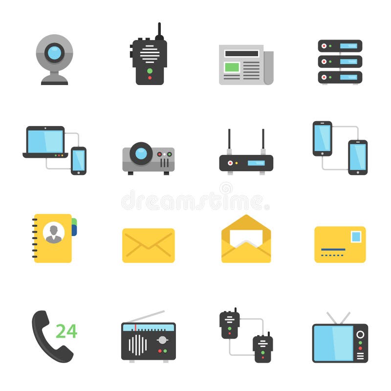 Color Icon Set - Communication Devices Stock Vector - Illustration of ...