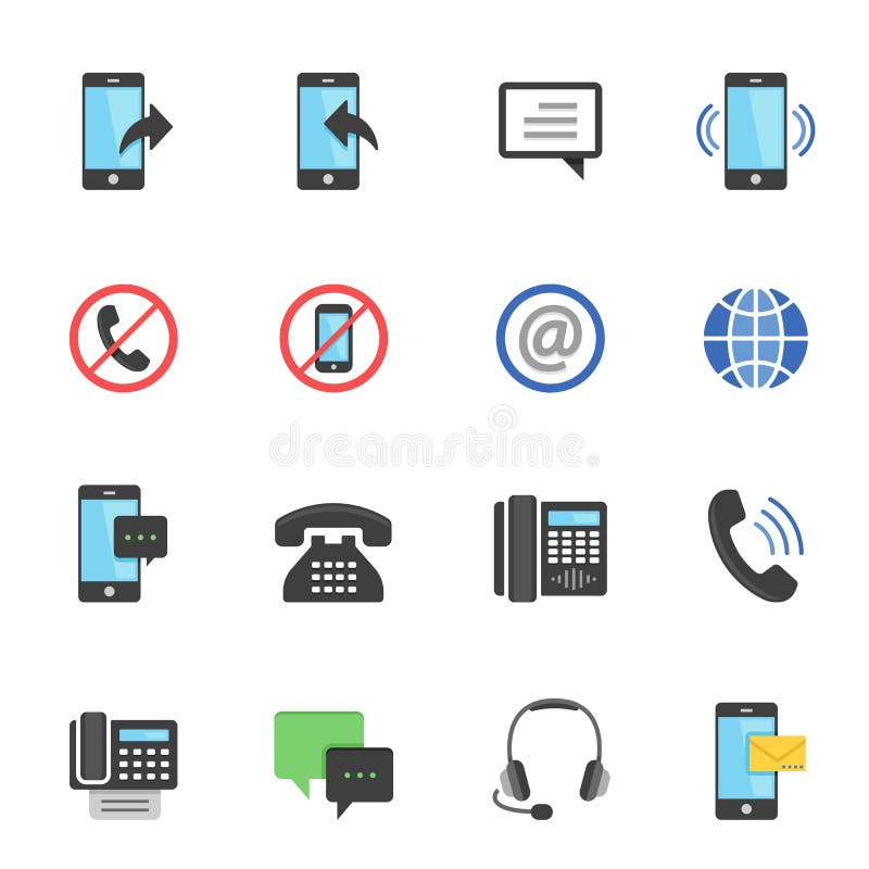 Color Icon Set - Communication Stock Vector - Illustration of email ...