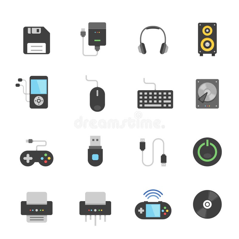 Color Icon Set - Devices Accessory Stock Vector - Illustration of panel ...