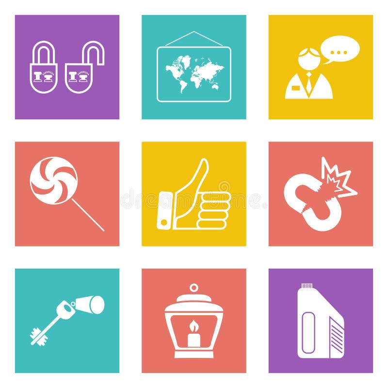 Color Icons for Web Design Set 35 Stock Vector - Illustration of ...