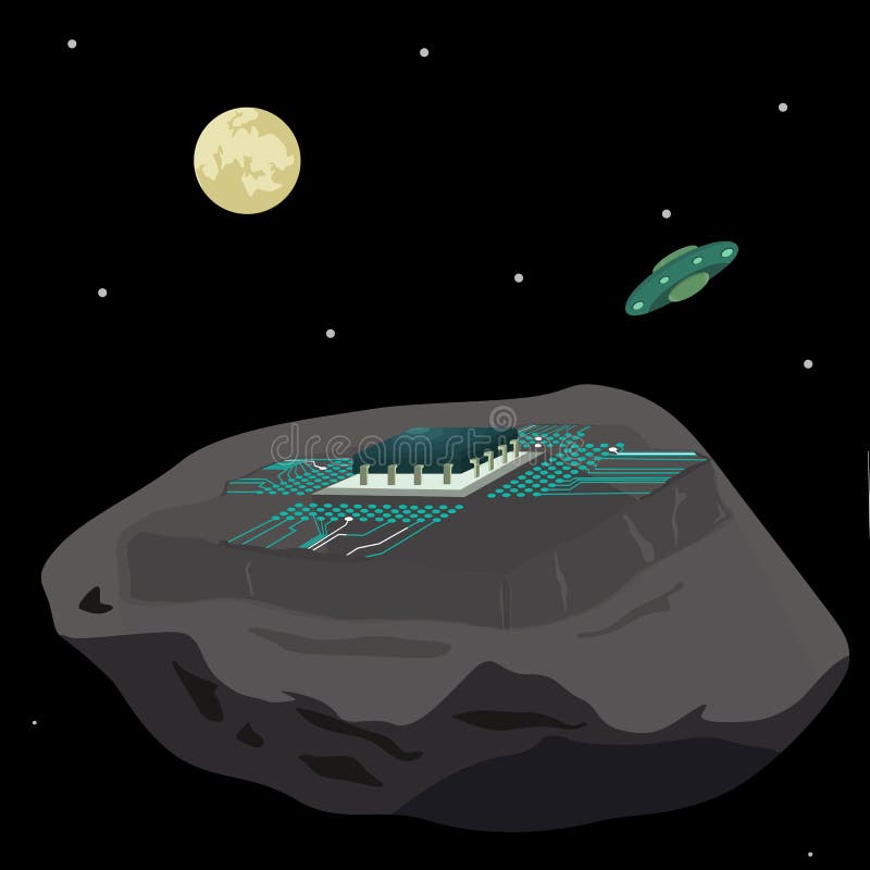 High Performance Chip with Alien Technologies Color Illustration Stock ...